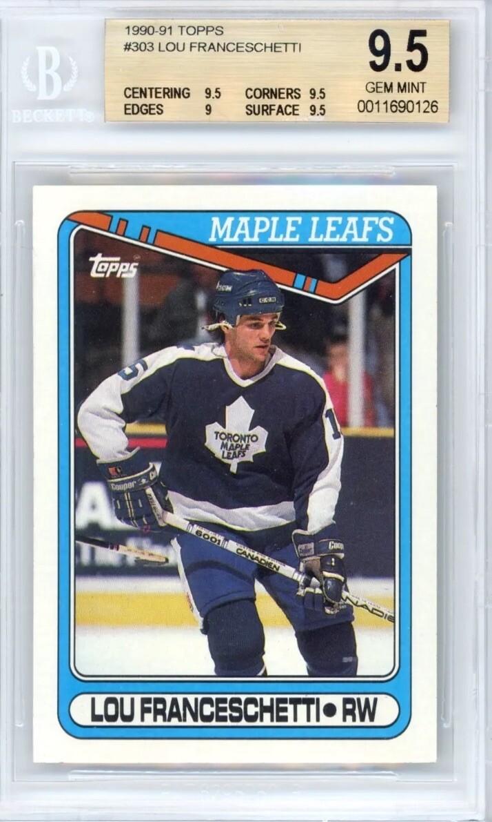 Lou Franceschetti 1990 Topps Rookie Card #303 BGS 9.5 Gem Mint Leafs ...