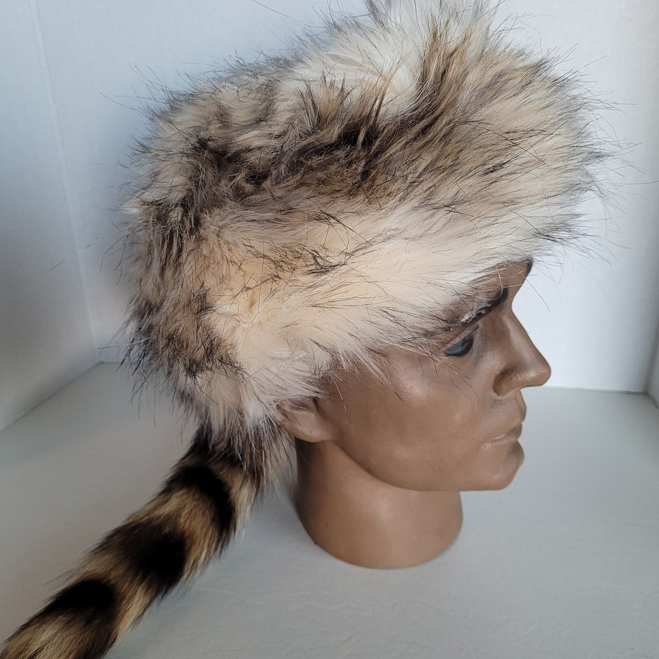 Blondy Davey Crockett Coonskin Cap Real Fur Tail Raccoon Coon Daniel ...