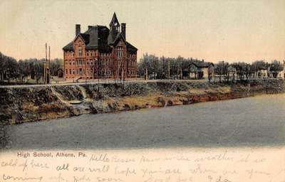 Athens Pennsylvania High School Waterfront Antique Postcard K31191 | eBay