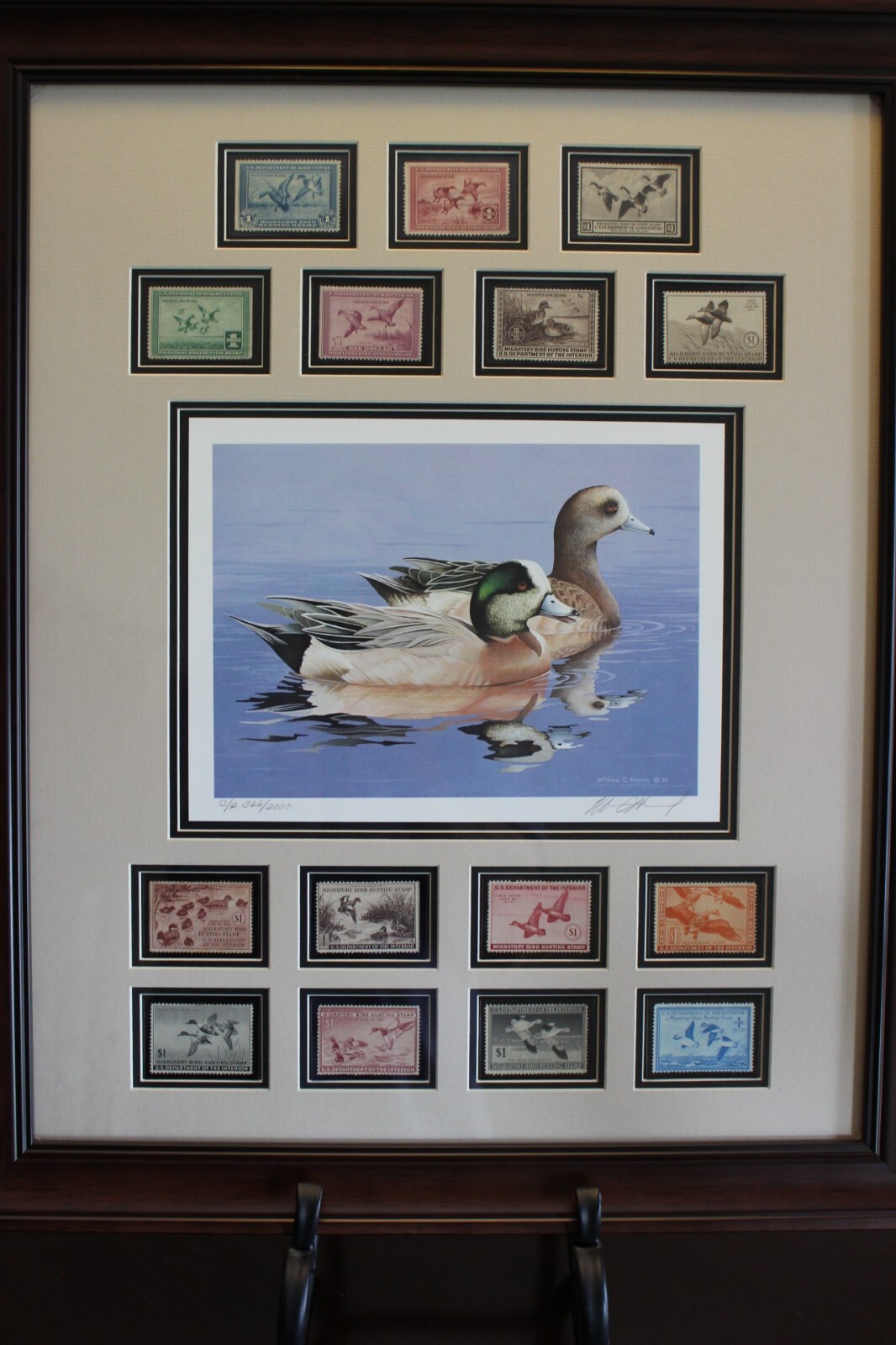 US Federal Duck Stamp framed set RW 1 through RW 15 with artist signed ...