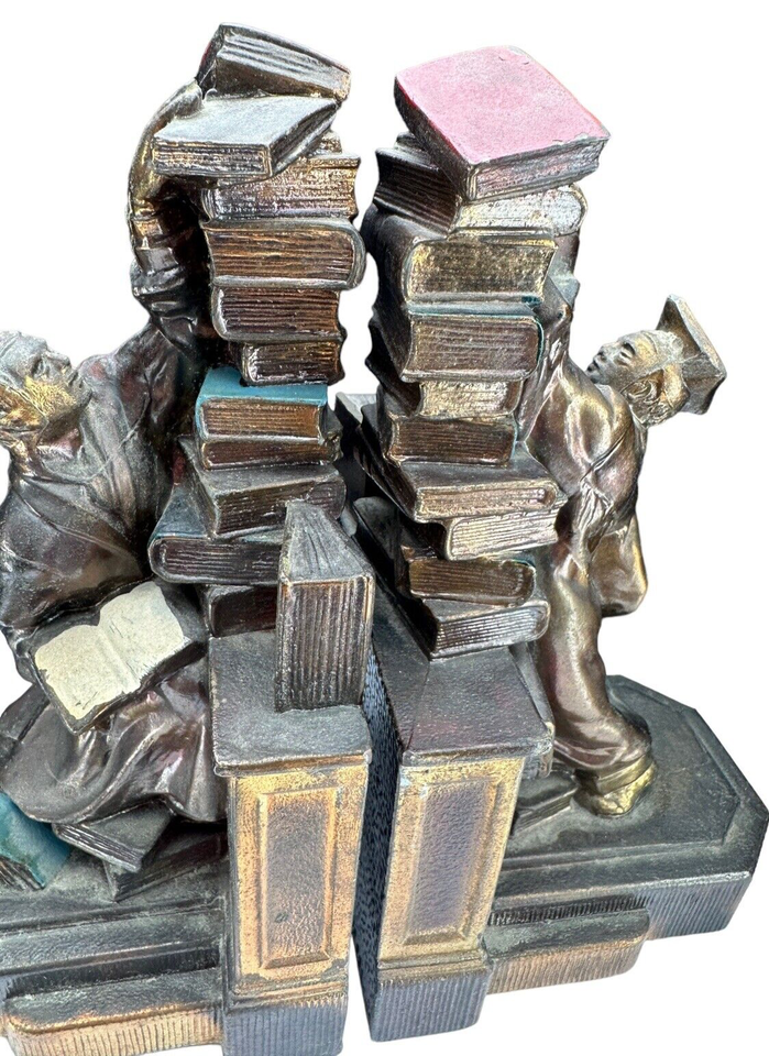 Dodge Inc. Bronze Bookends Graduate Holding Book Stack 1930/40s 7 1/4 ...