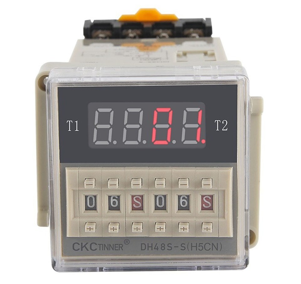 110V AC Programmable Double Time Delay Relay DH48S-S & Free Socket Base ...