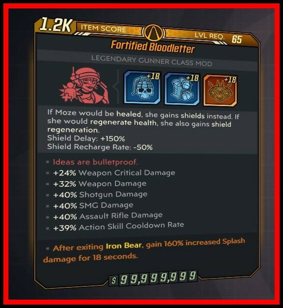 All Platforms Borderlands 3 Bloodletter Modded Class Mod Level 72 Moze ...