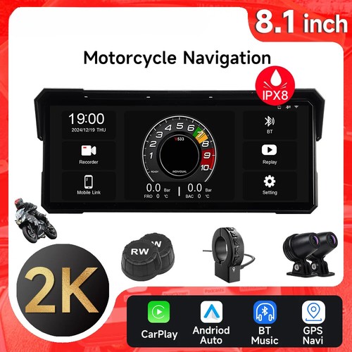5/8.1inch Waterproof Motorcycle GPS Navigation Wireless Auto Drive ...