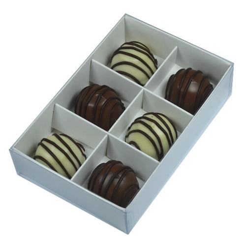 110 WHITE CHOCOLATE BOX 12x8x3cm CLEAR LID 6 Pack Bay mini sweet retail ...