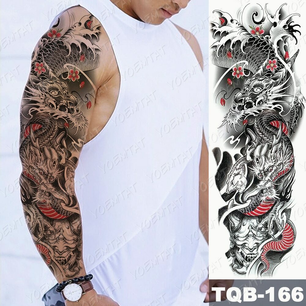 Tatuagem Pressa 2112 Large Arm Sleeve Tattoo Japanese Prajna Carp