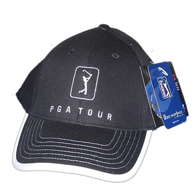 New PGA Tour Hat Men's Golf Flex Fit black Cap Small/Medium New with ...