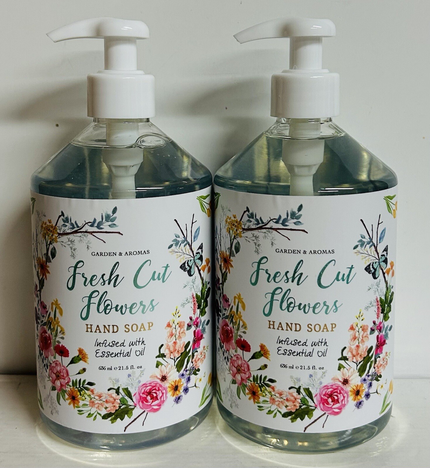 2-Pack Garden & Aromas ~ Fresh Cut Flowers Hand Soap with Essential Oil ...