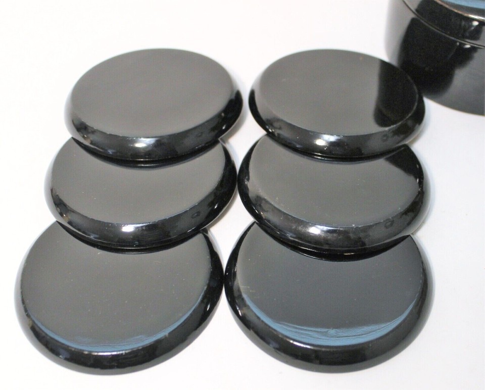 Vintage Coaster Box Set Black Lacquer Gold Bamboo Japan | eBay