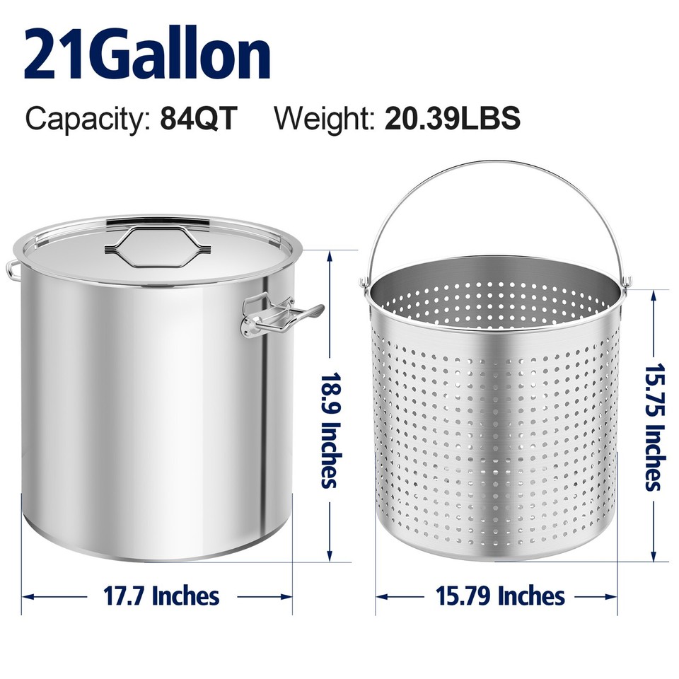 Stainless Steel 32-100QT Turkey Fryer Crawfish Boil Pot Seafood Boil ...