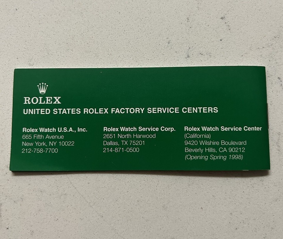 Rolex Watch Factory Service Booklet Original Mint Condition Vintage | eBay