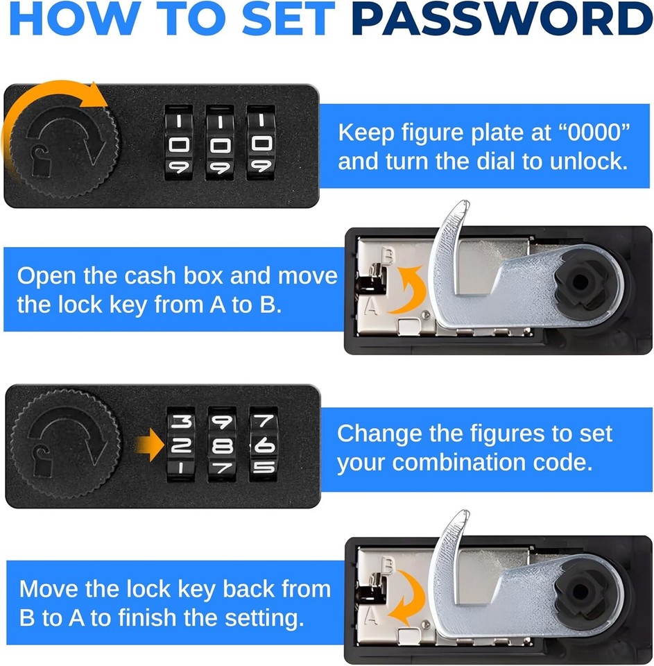 Fireproof Security Box Safe Chest Key Lock Cash Money Document Jewelry ...