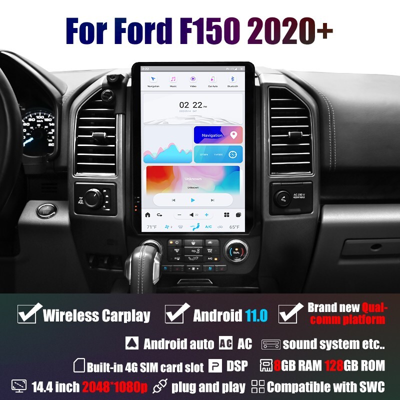 Android 11.0 Smart Radio Tesla Style Car-play Gps Stereo For Ford F150 ...