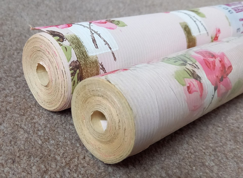 X2 60s Vintage MITRE Wallpaper Roll Flowers Rose retro MCM Floral ...