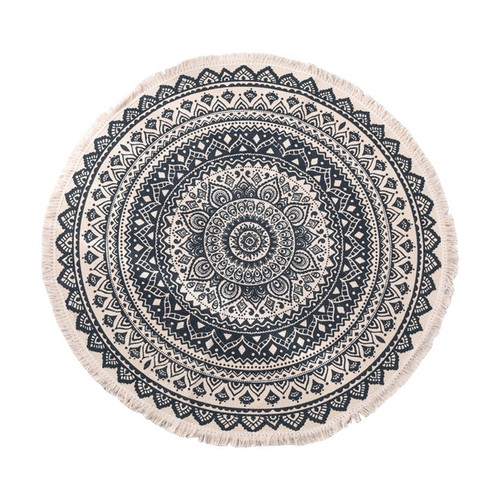 Round Area Rugs - Retro Mandala Study Bedroom Cushion Mat with Tassel ...