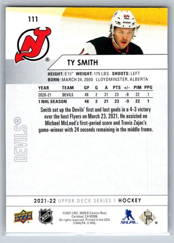 Ty Smith 2021-22 Upper Deck New Jersey Devils #111 | eBay