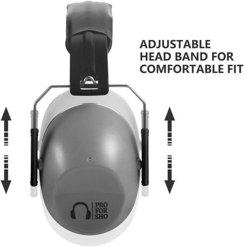 Grey Noise Cancelling Earmuffs 34Db Nrr Compact Adjustable Hearing ...
