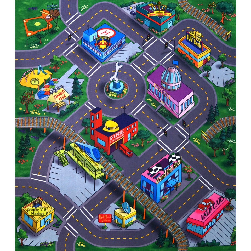 Kinder Spielteppich Auto Straßen Teppich 70 x 80 cm 10 Motive ...