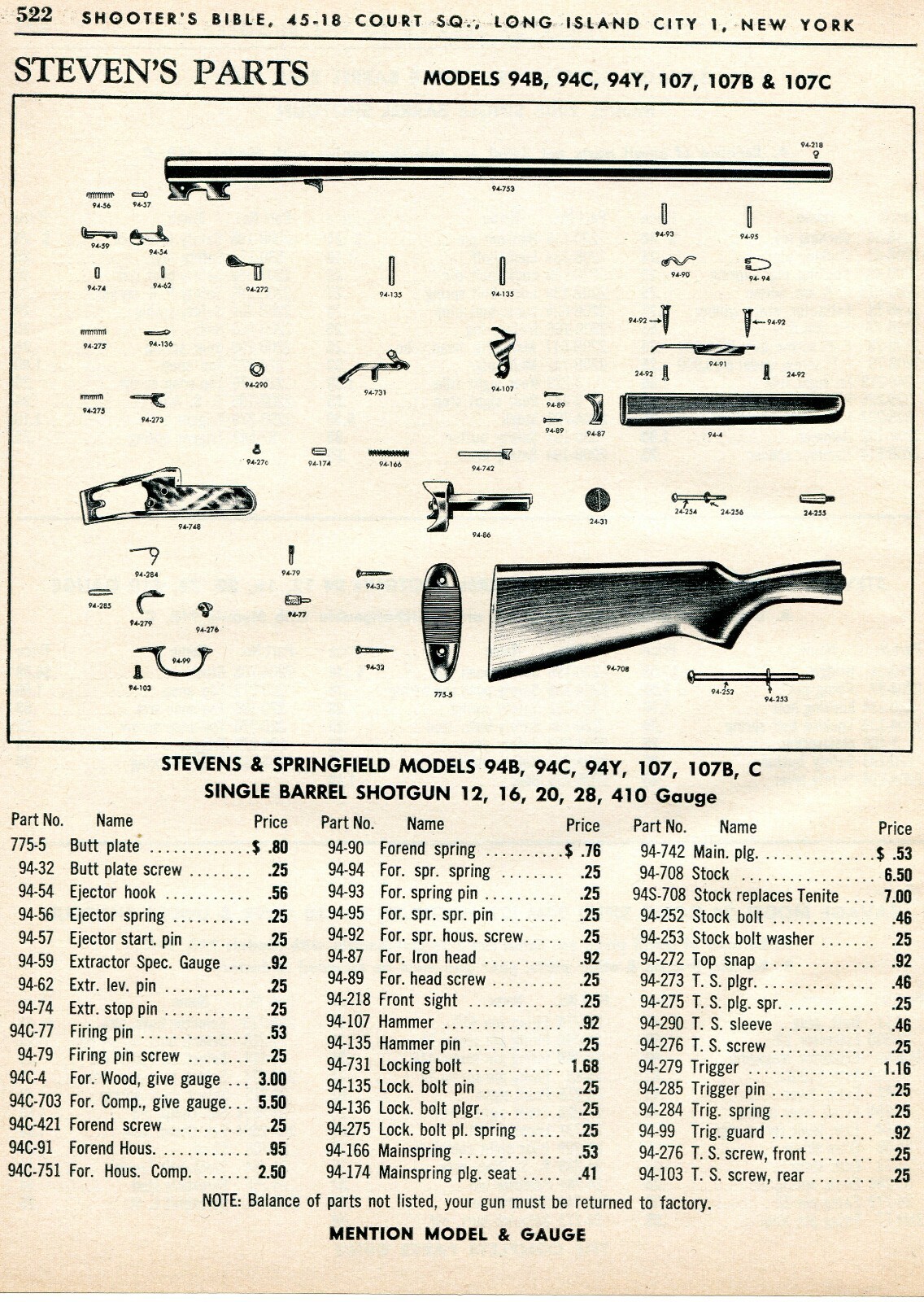 1962 Print Ad Stevens Springfield Model 94B 94C 94Y 107 107C Shotgun ...