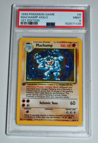 Pokemon Base Set- 1st Edition Machamp #008/102 Holo (Rare) PSA 9 MINT ...