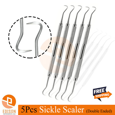 Set Of 5 Dental H6-H7 Sickle Scaler Diagnostic Hand Tools Tartar ...