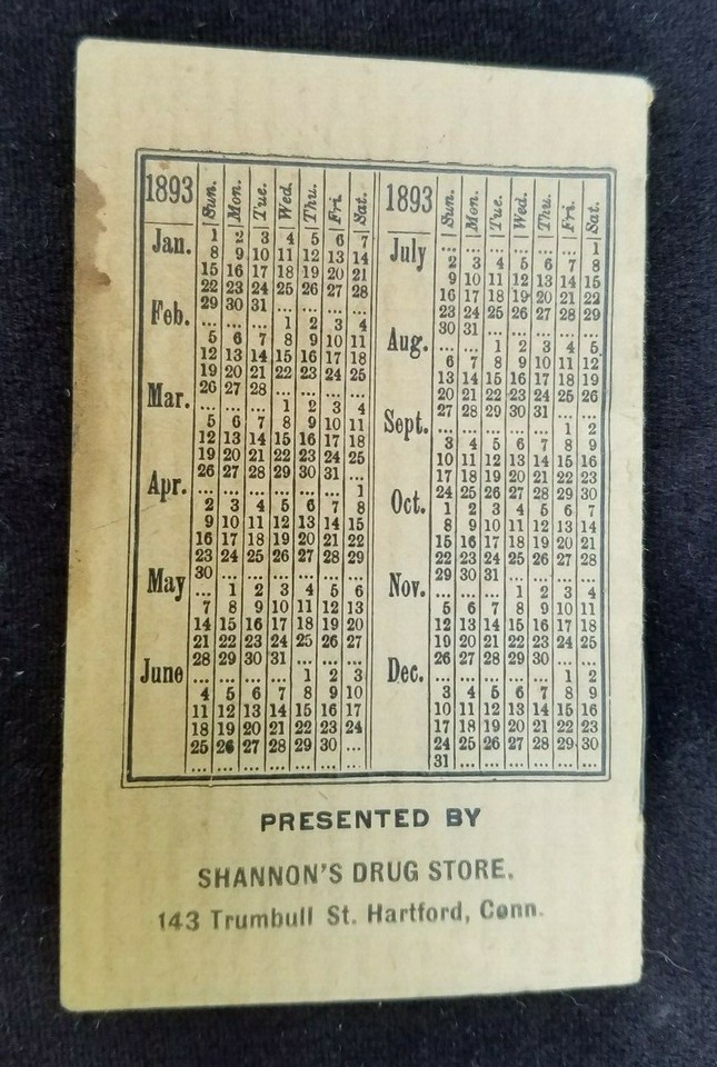 1893 Quack Medicine AC Meyer Baltimore MD Pocket Memo Calendar Shannon ...