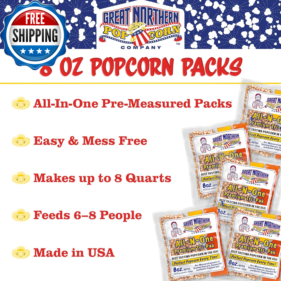All-In-One Premium Tri-Pack Popcorn - 10.75-Ounce Movie Theater Popcorn ...