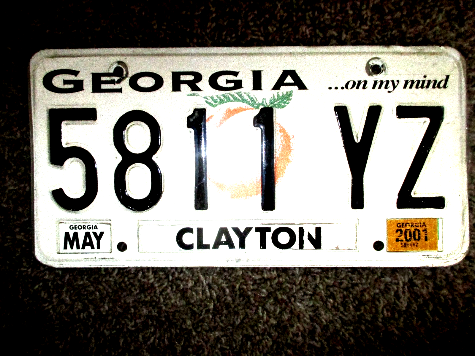 GEORGIA NUMBER PLATE - USA 2001 ISSUE Number plate 5811 YZ | eBay Australia