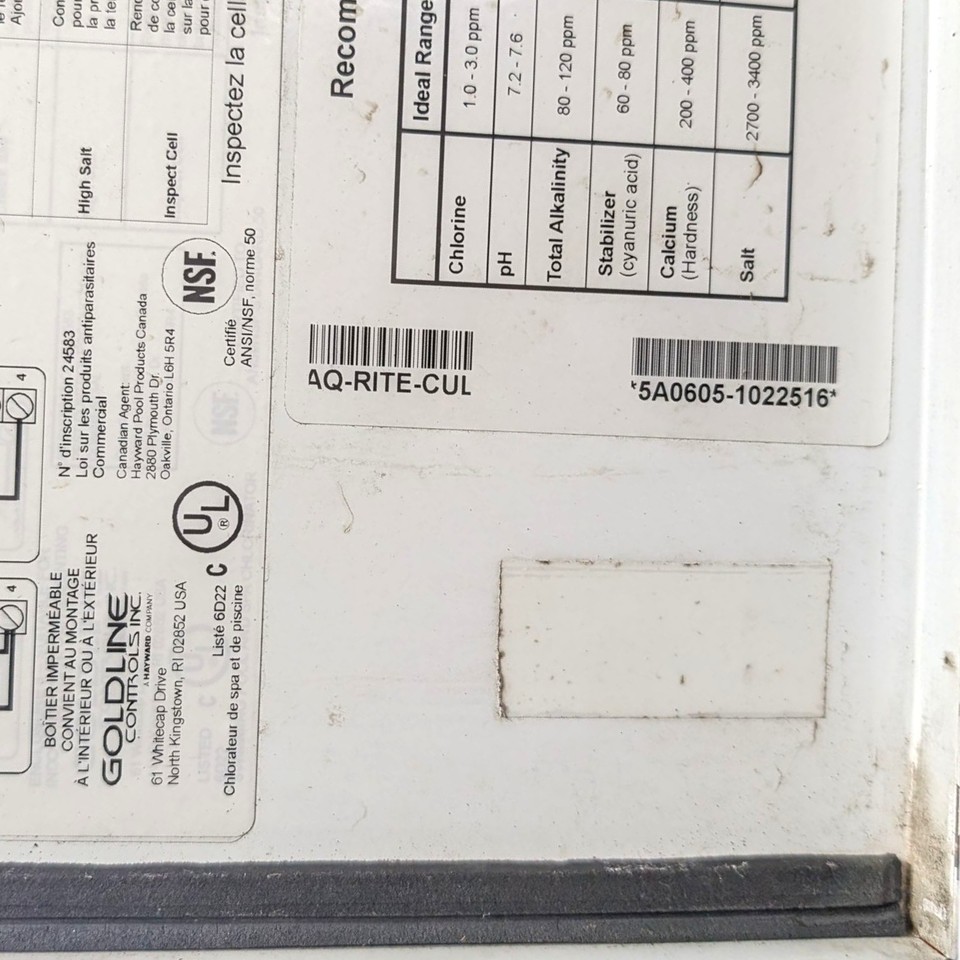 HAYWARD Aqua Rite Salt Pool Chlorine Generator Control Panel AQUA-RITE ...