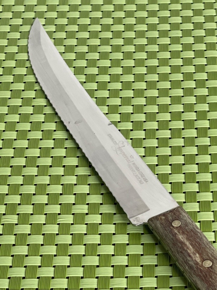 Imperial Stainless Serrated Slicing Knife Wonda Edge Wood Handle USA ...