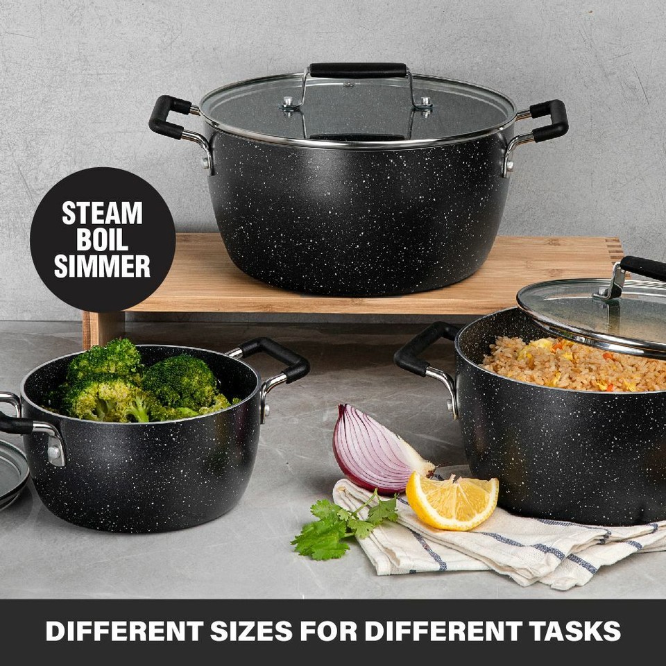 Granitestone 6 Piece Ultra Nonstick Space Saving Nesting Pots with ...