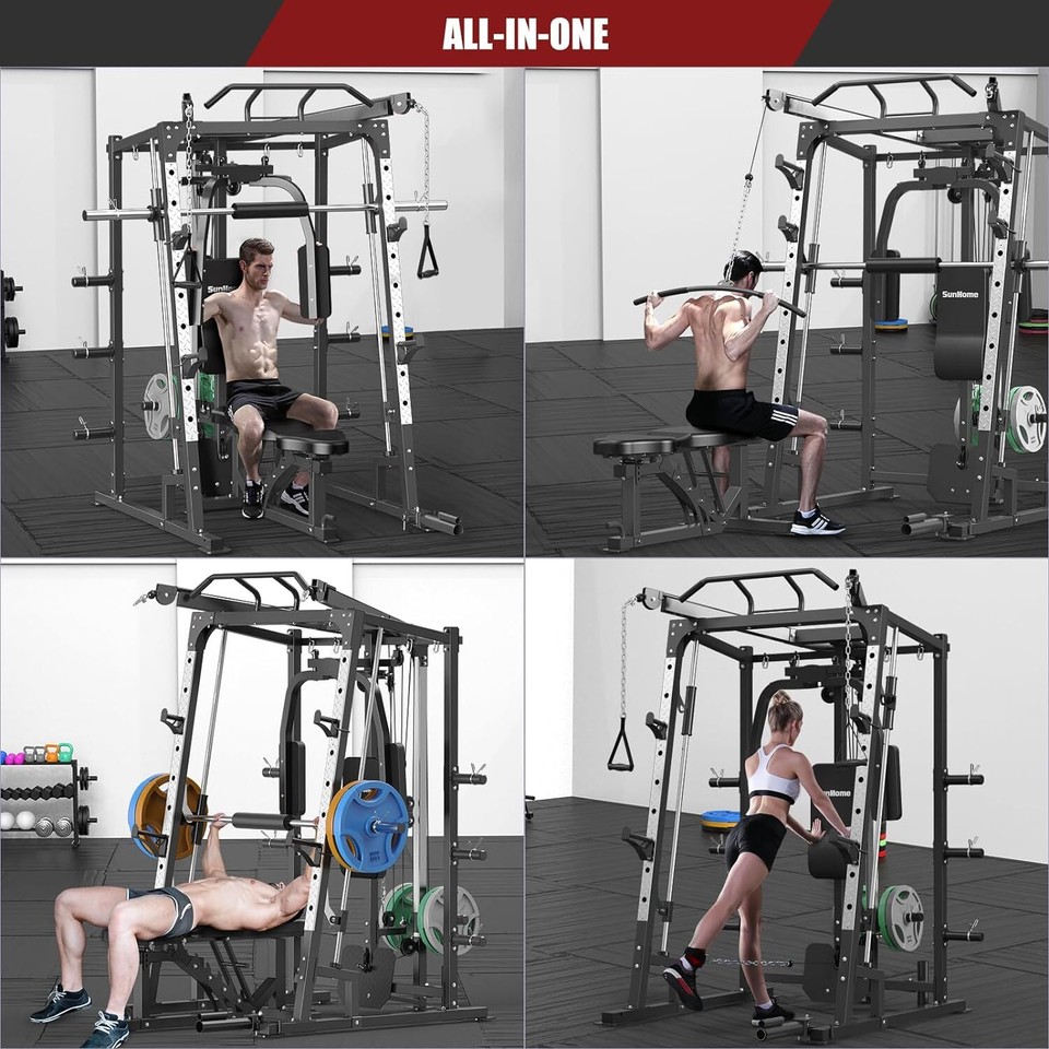 Smith Machine Power Cage Squat Rack with Smith Bar Cable Crossover Machine | eBay