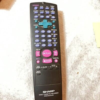 GENUINE SHARP VCR Remote Control RRMCG0237AJSA Black Tested Working VGC ...