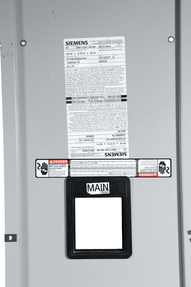 Dead-Front 400A Main Breaker Revised P1 Siemens Panelboard | eBay