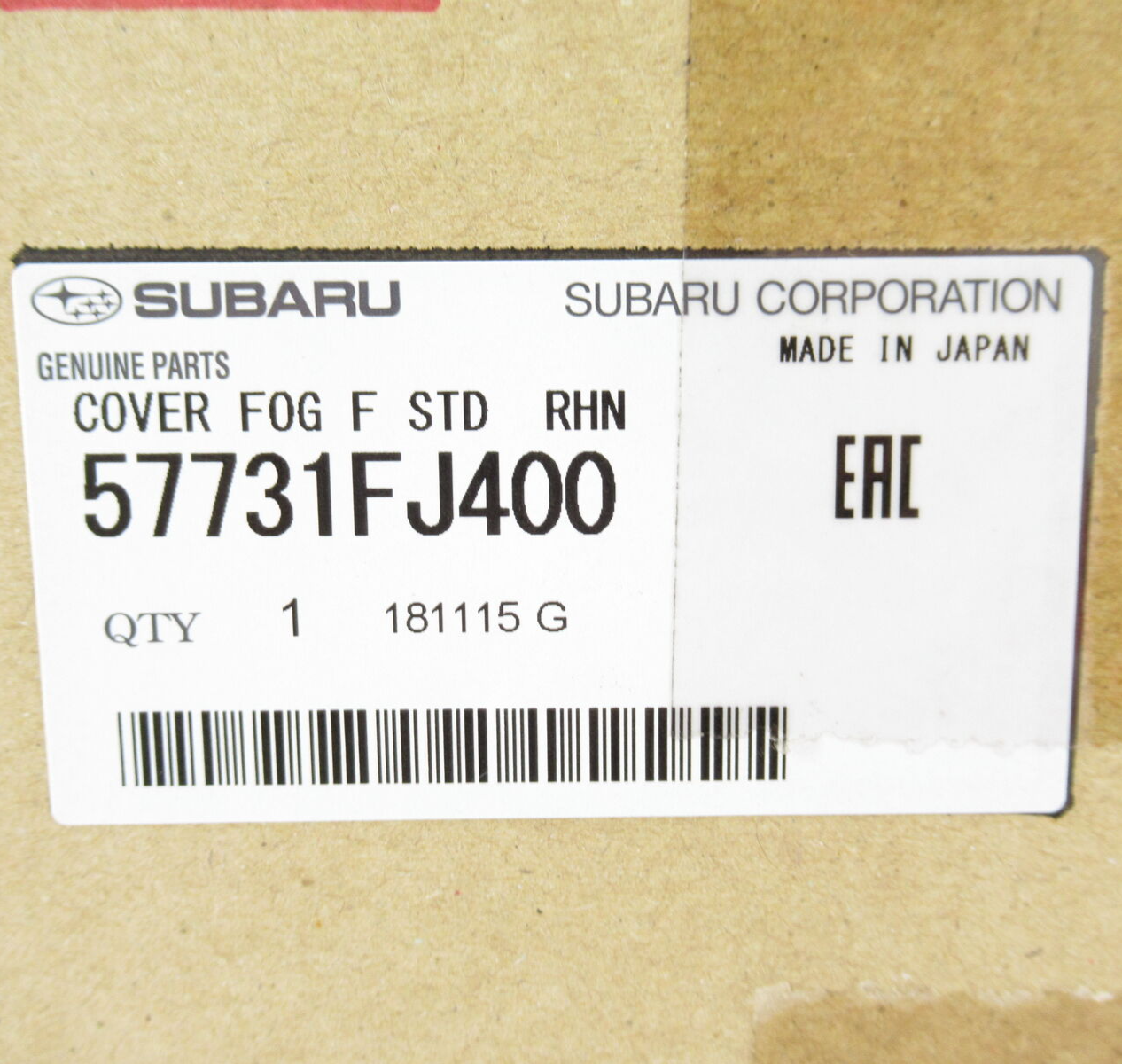 Genuine OEM Subaru 57731FJ400 Passenger Fog Light Hole Cover 2015-2016 ...