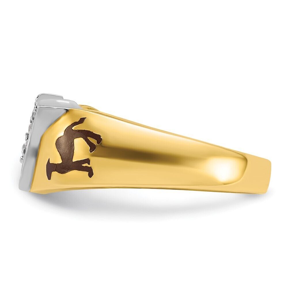 14k Two-tone Gold Multi-color Enamel and Diamond Masonic Shriner's Ring ...