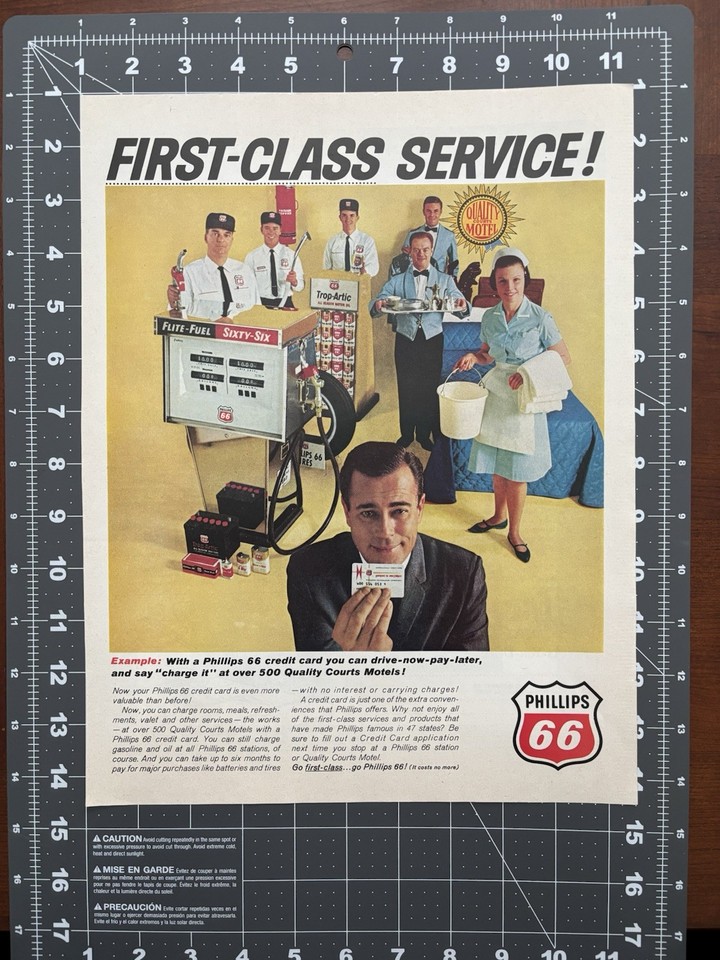 1965 Phillips 66 Original Vintage Advertisement Gas Station Credit Card ...