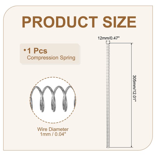 Compression Spring 10 mm OD 1.2 mm Wire 305 mm Free Length (Pack of 1 ...