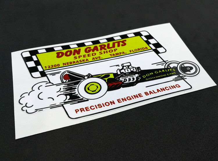 DON GARLITS SPEED SHOP DECAL, Vintage Style Vinyl STICKER, hot rod, car ...