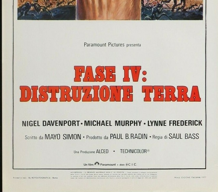 Phase IV (1974) Italian movie poster - Saul Bass - horror - ants | eBay