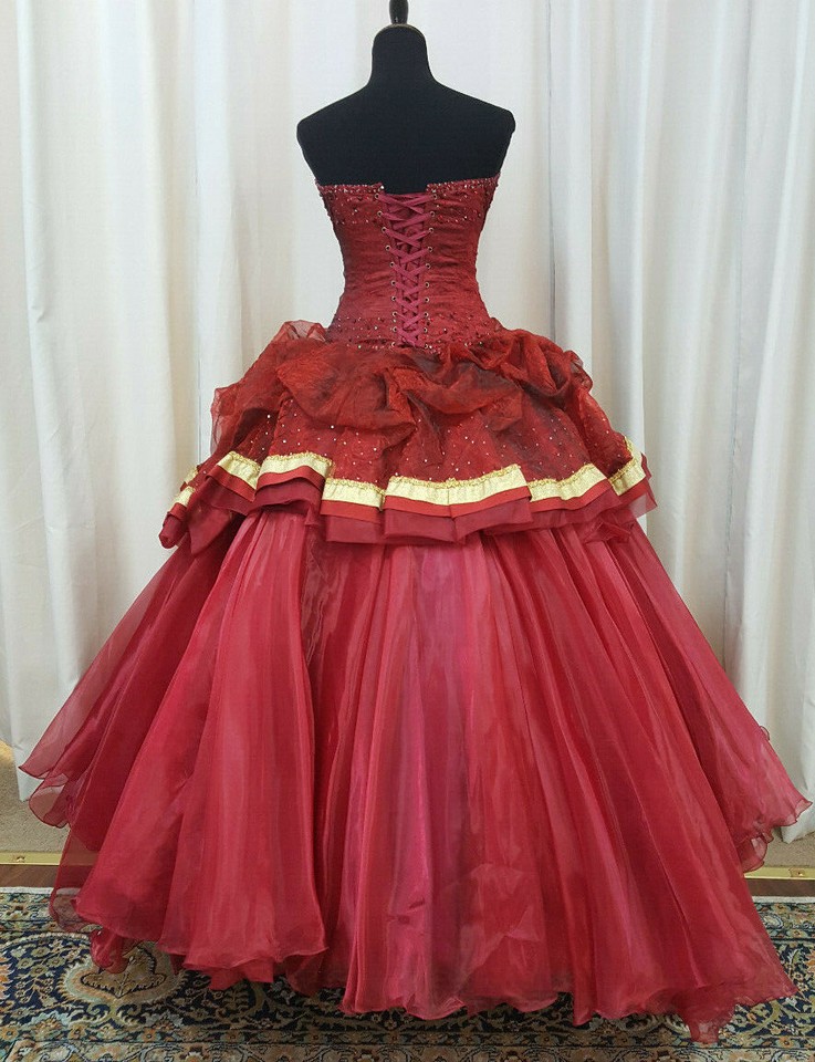 Mitzy Fashion Designer Quinceanera XV Ball Gown Dress 14M0024 Wine Gold ...