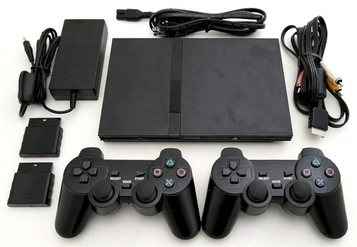 Sony PS2 SLIM Game System Gaming Console with 2 WIRELESS CONTROLLERS ...