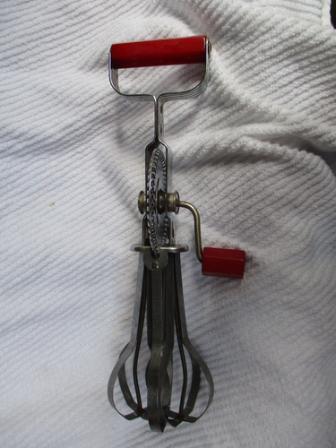 Vintage EKCO A & J Stainless Steel Red Bakelite Handles Kitchen Hi ...