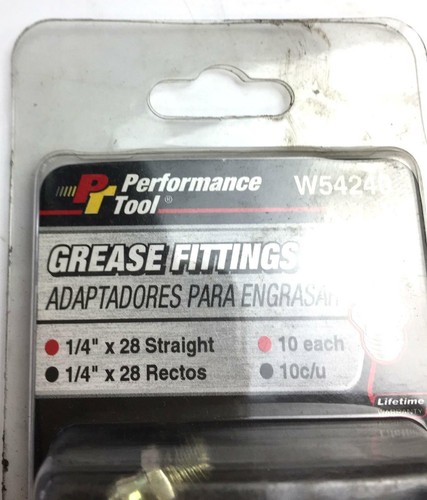 Performance Tool W54240 GREASE FITTING 10PK 1/4" x 28 Straight (lot of ...