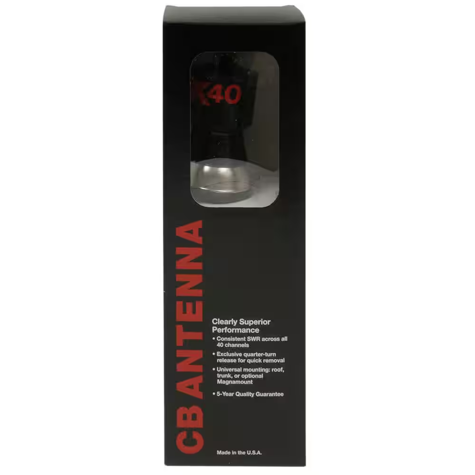 CB Antenna Kit with Stainless Steel Whip in Black with Red K40 Logo 57. ...