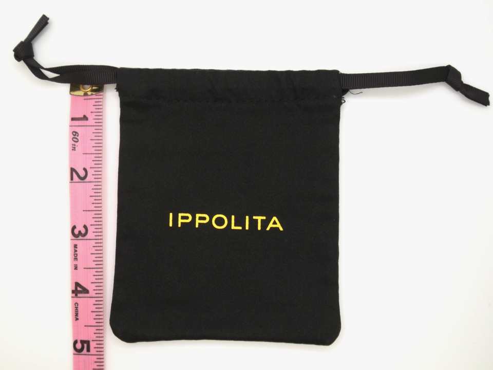 IPPOLITA Logo Medium Black Jewelry Drawstring Pouch, 4.75" x 3.75" w ...