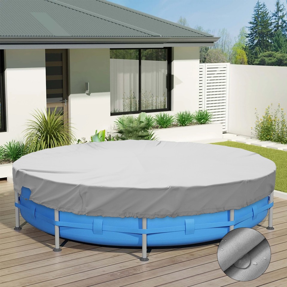 Round Above Ground Swimming Pool Cover Waterproof Winter Mesh Pool ...