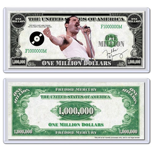 Freddie Mercury Million Dollar Bill Music Queen Rock Collectible Money ...