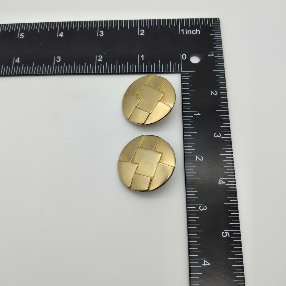 Vintage Erwin Pearl Gold Tone Woven Round Clip On Earrings Classic ...