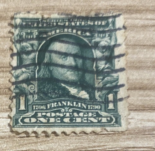 Vintage Ben Franklin 1 Cent Us Postage stamp 1902. Rare! Highly ...